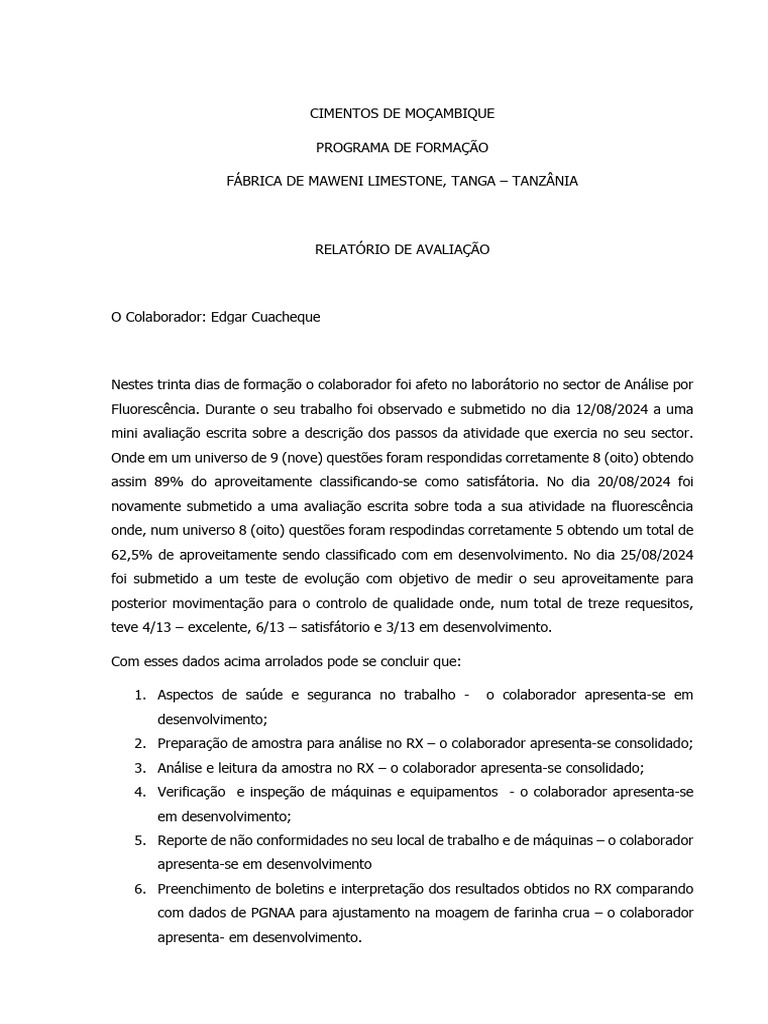 Relatorio de Avaliacao 1 | PDF