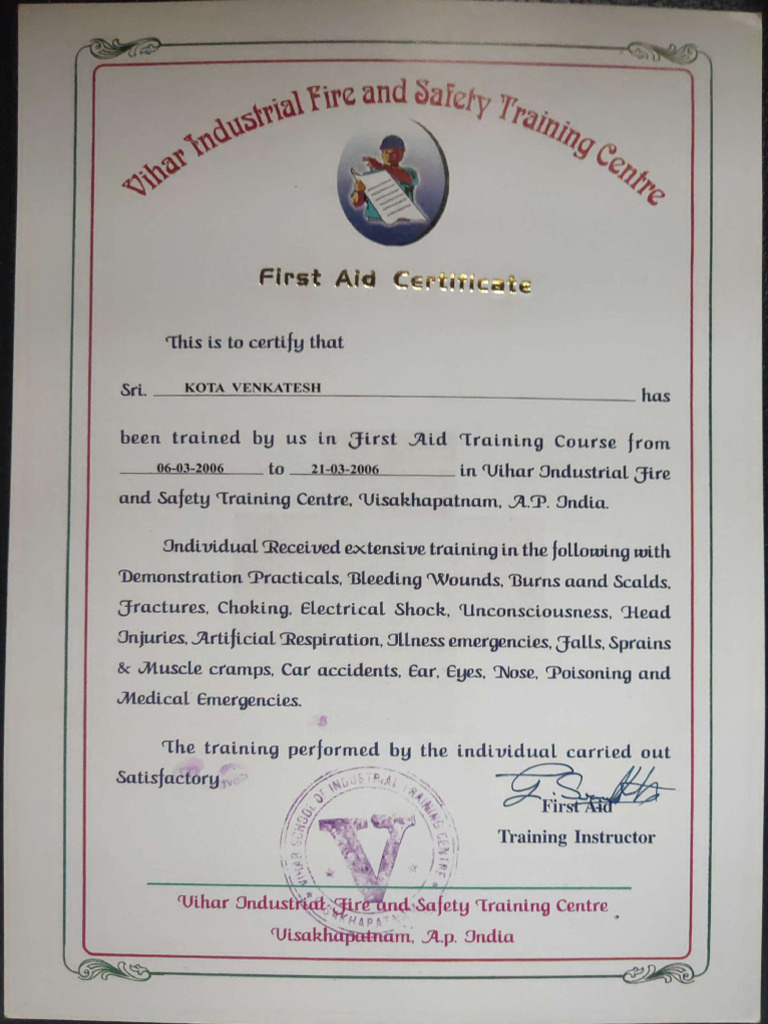 First - Aid Certificate | PDF