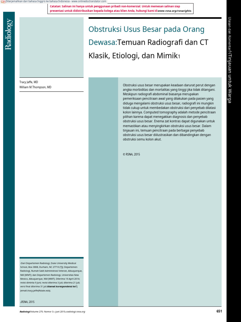 Large Bowel Obstruction - En.id | PDF