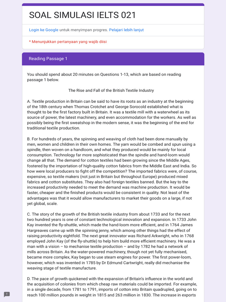 Soal Simulasi Ielts 021 | PDF