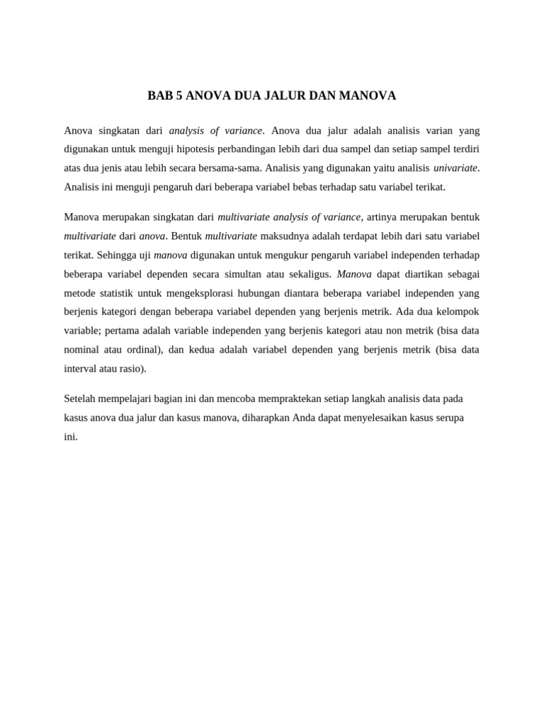 Bab 5 Anova Dua Jalur Dan Manova | PDF