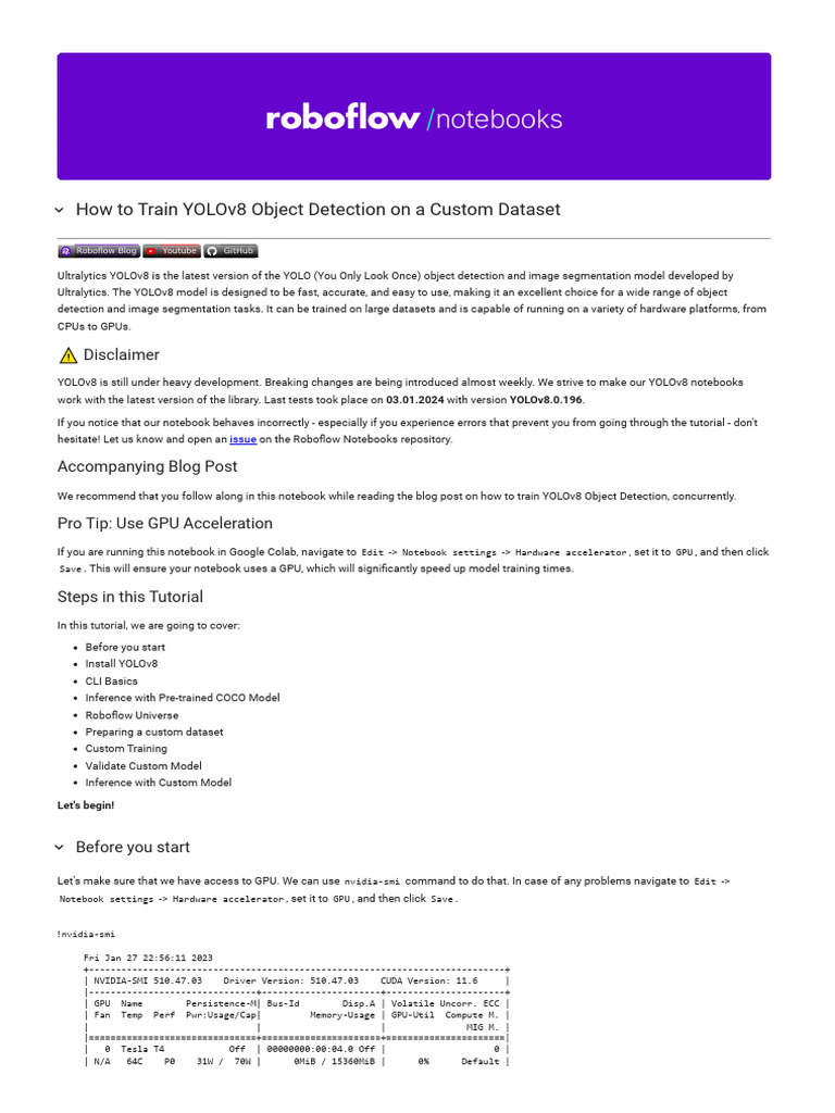Train Yolov8 Object Detection On Custom Dataset - Ipynb Colab | PDF