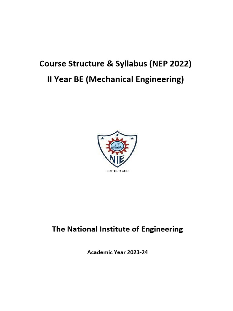Mech 2nd Year Syllabus 2023 24 NEP Batch Final | PDF