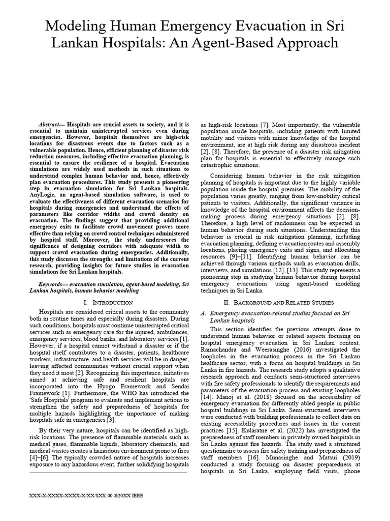 Modeling Human Emergency Evacuation in Sri Lankan Hospitals: An Agent ...