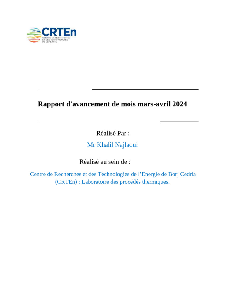 Rapport D'avancement 1 - Copie | PDF