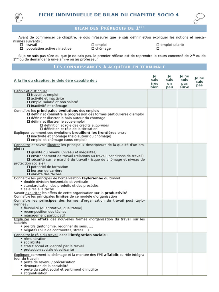 TERM Fiche Bilan SOCIO4 | PDF