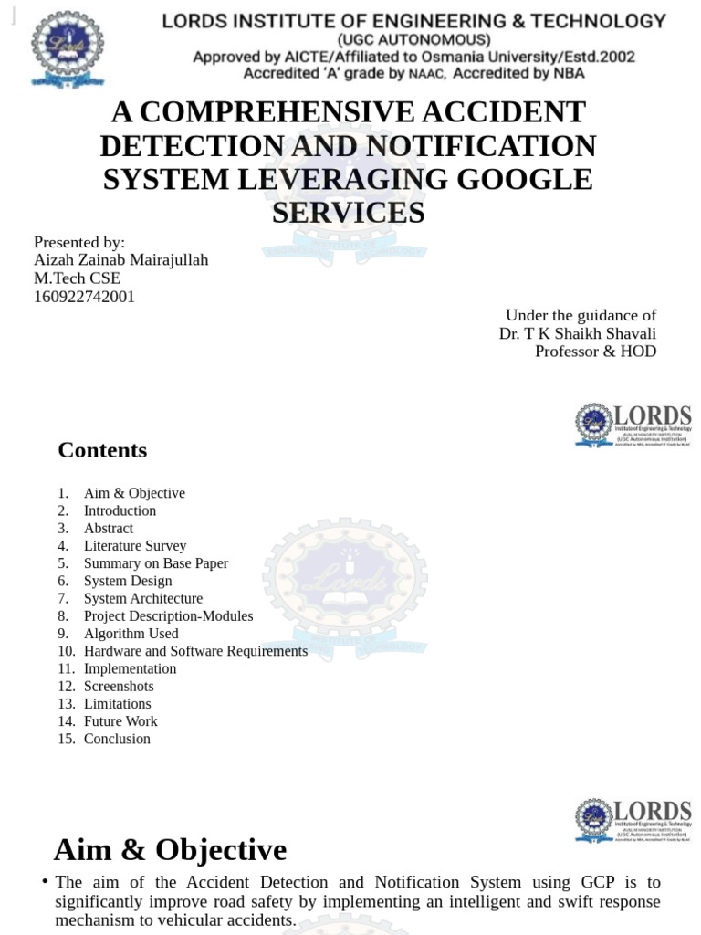 Accident Detection and Notification System Using Google Services | PDF