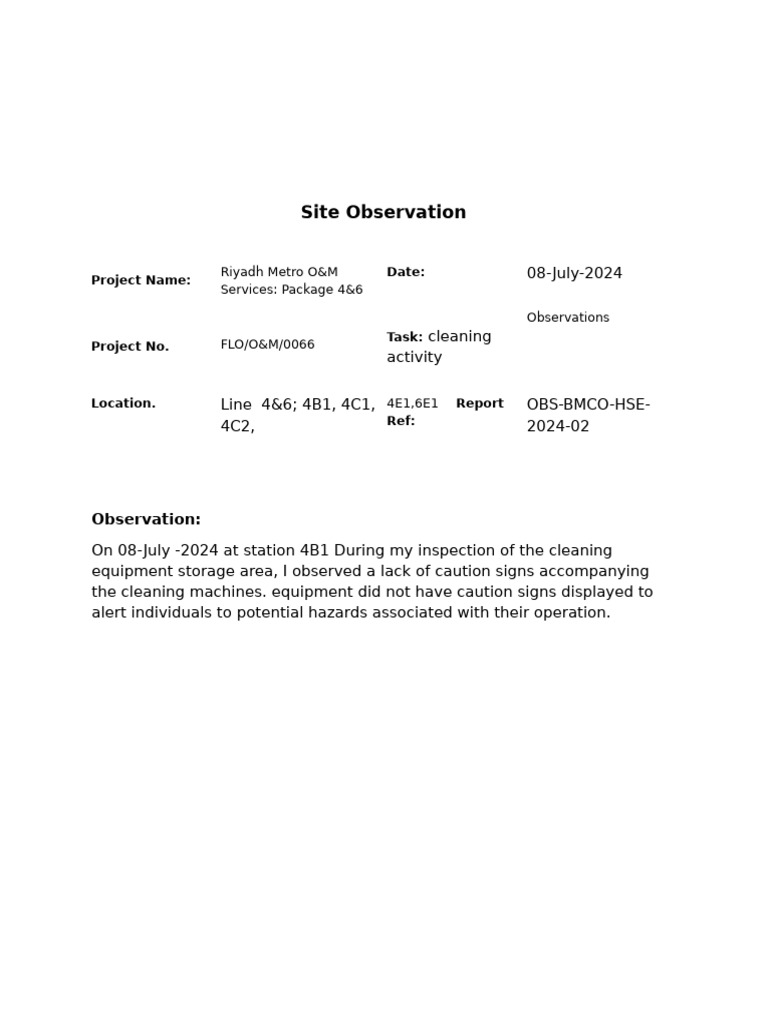 Site Observation | PDF