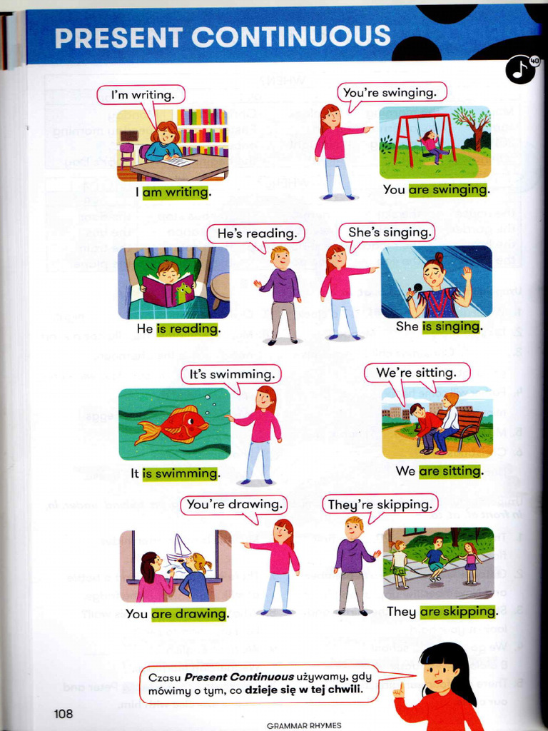 Present Continuous. Grammar Rhymes | PDF