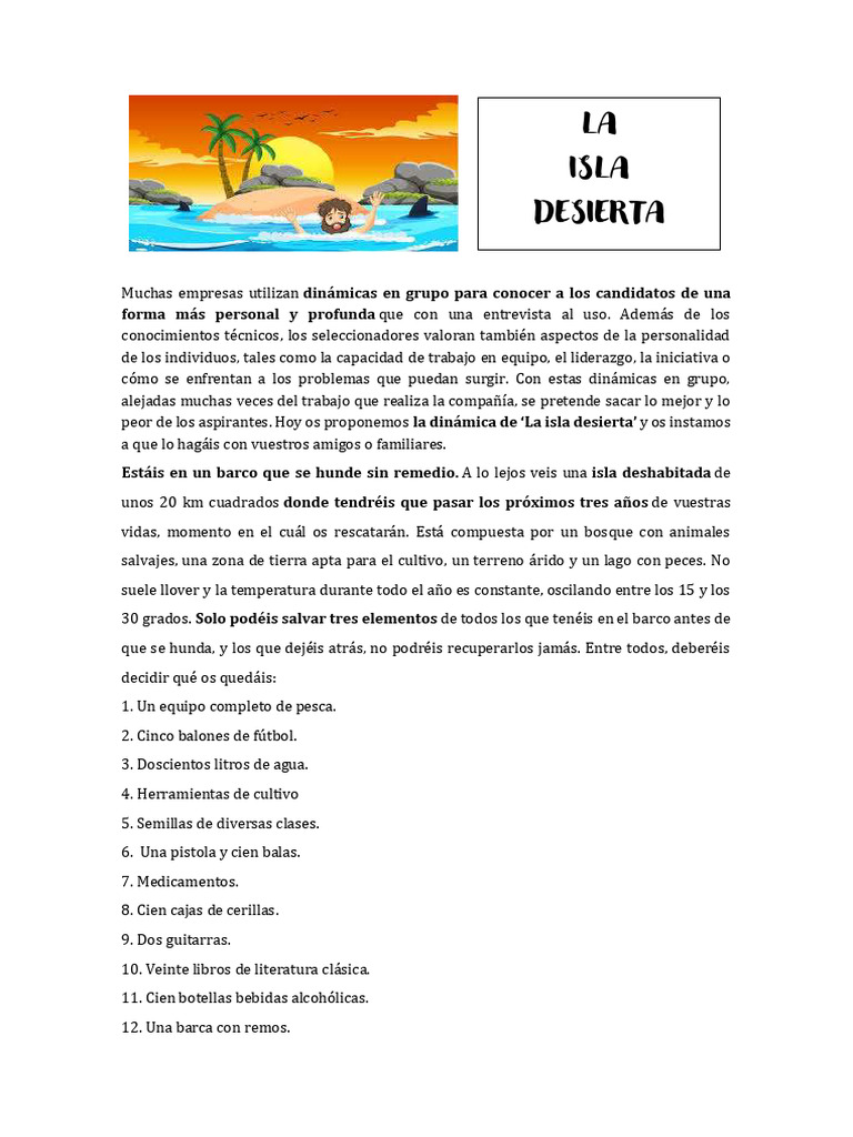 Dinámica la isla desierta | PDF