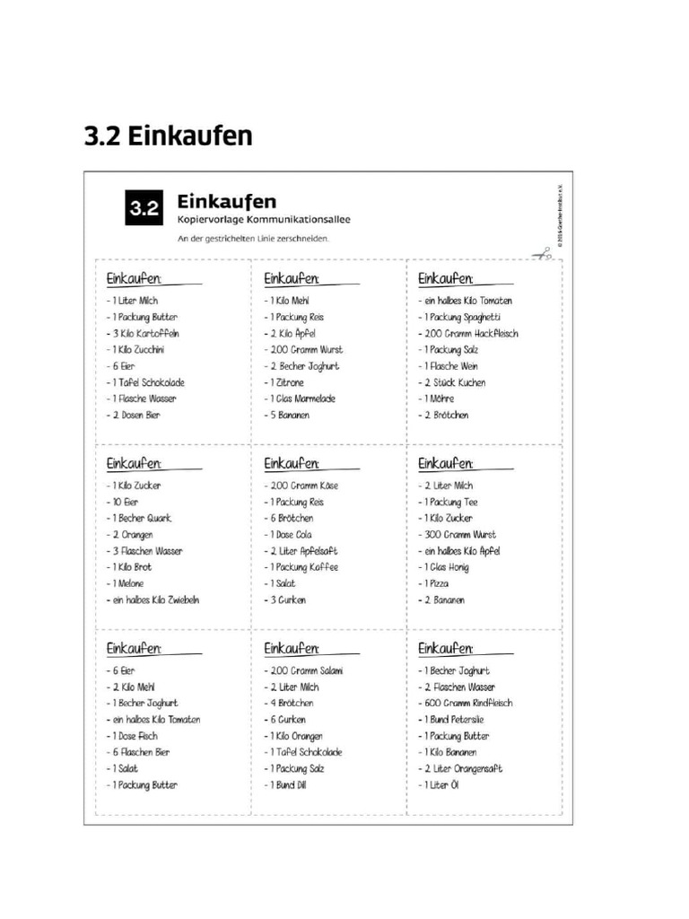 Einkaufsliste | PDF Einkaufsliste | PDF