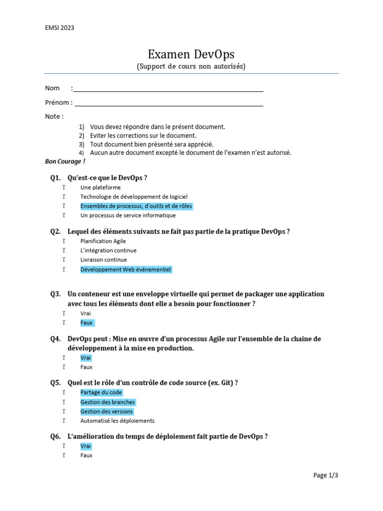 Examen DevOps 2023 v2 | PDF | Agile Software Development | Computer ...