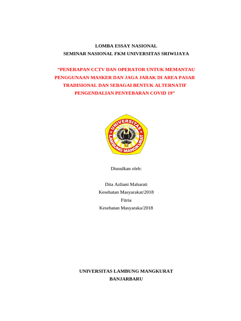 Cover Lomba Essay Nasional | PDF