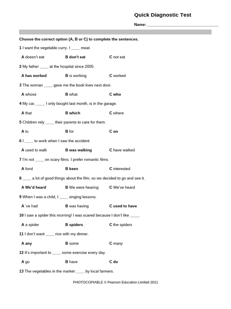 Quick - Diagnostic - Test | PDF