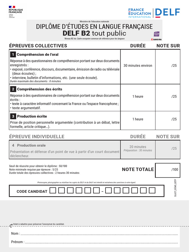 Delf b2 TP Candidat Coll Exemple2 | PDF