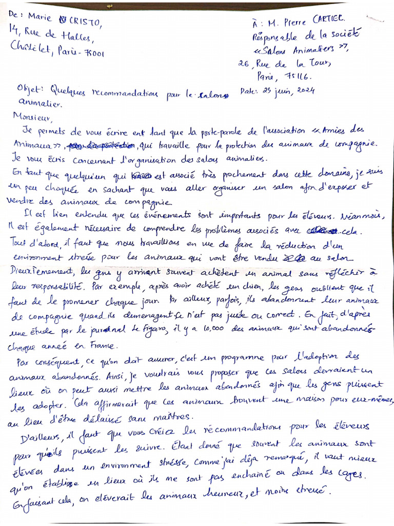 Production Écrite 1 | PDF