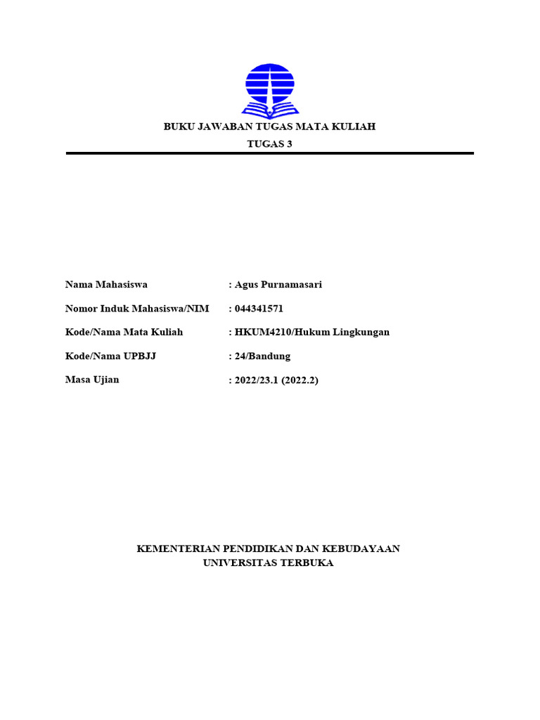 BJT_UMUM_TMK 3_Hukum Lingkungan | PDF