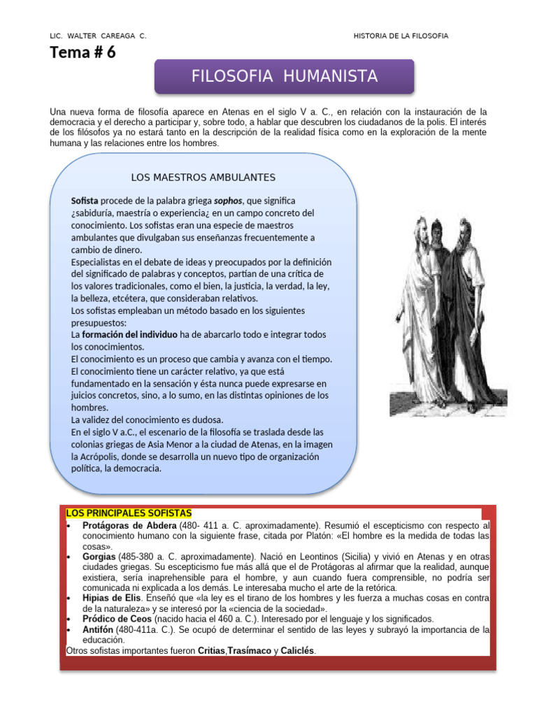 Tema 6 FILOSOFIA HUMANISTA 5to | PDF