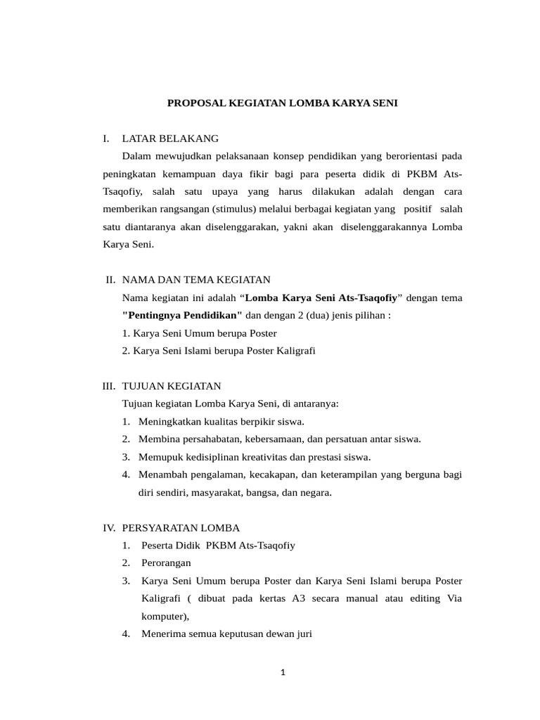 Proposal Lomba Seni | PDF