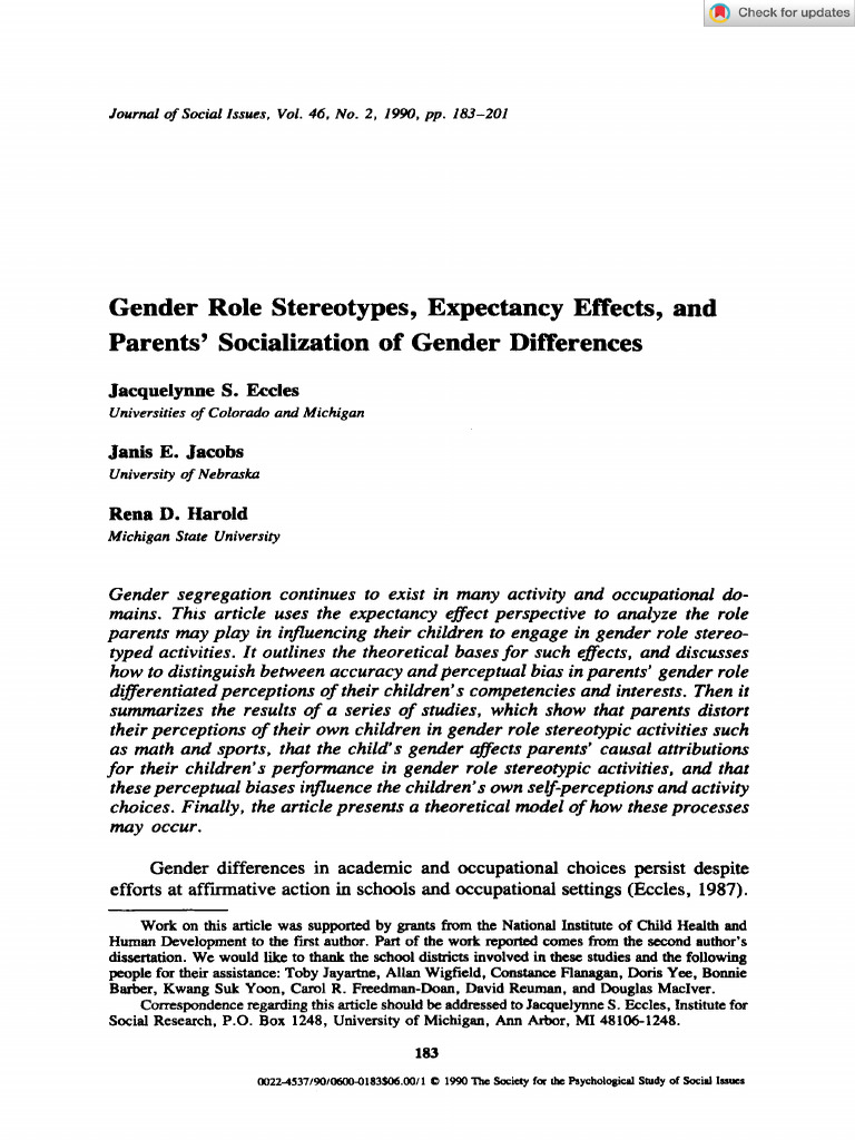 Journal of Social Issues - Summer 1990 - Eccles - Gender Role ...