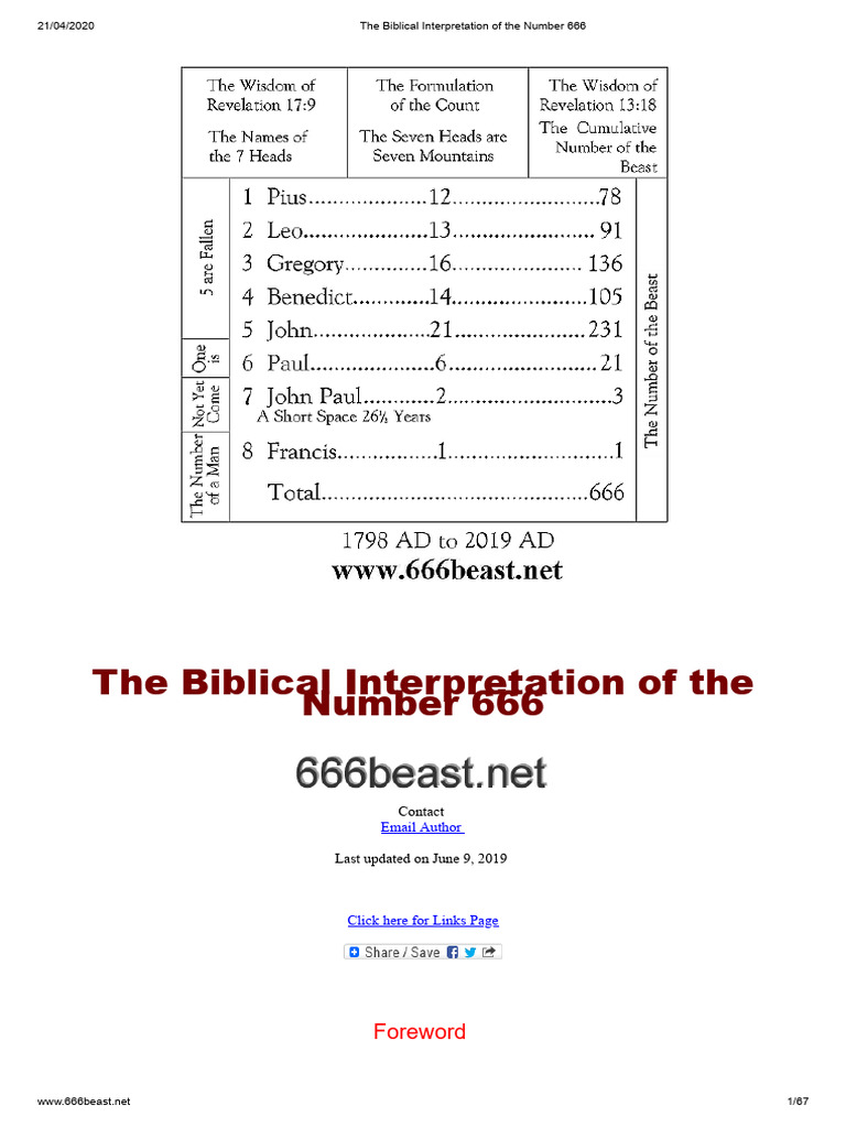 The Biblical Interpretation of The Number 666 | PDF
