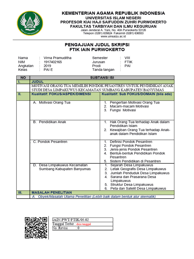 Proposal Mini Virna Pramuditha | PDF | Indonesia | Career & Growth