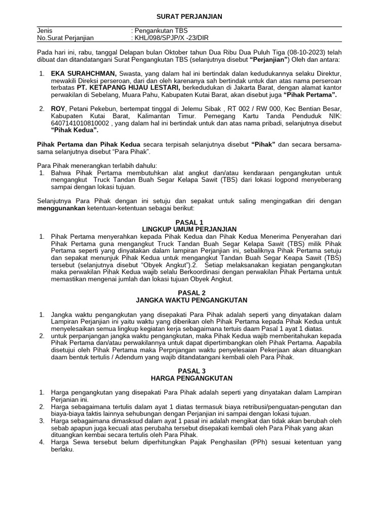 Contoh SPK | PDF | Bisnis