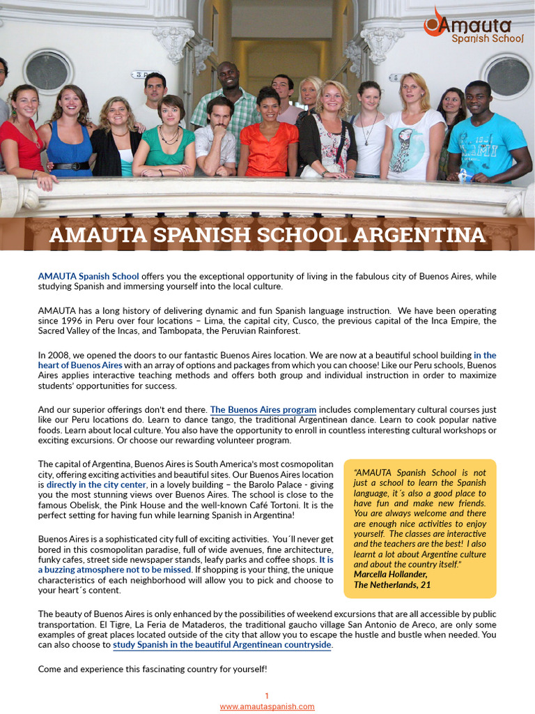 AMAUTA Spanish School General Brochure 2018 | PDF