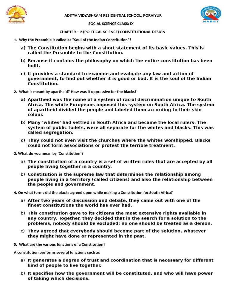 Civics-Ch-2-Constitutional Design-Ix-C.w | PDF