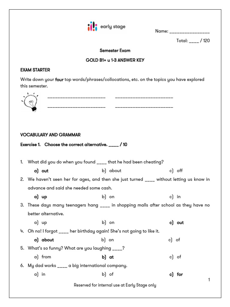 Se Gold b1+ Unit 1-3 Key 2023 | PDF