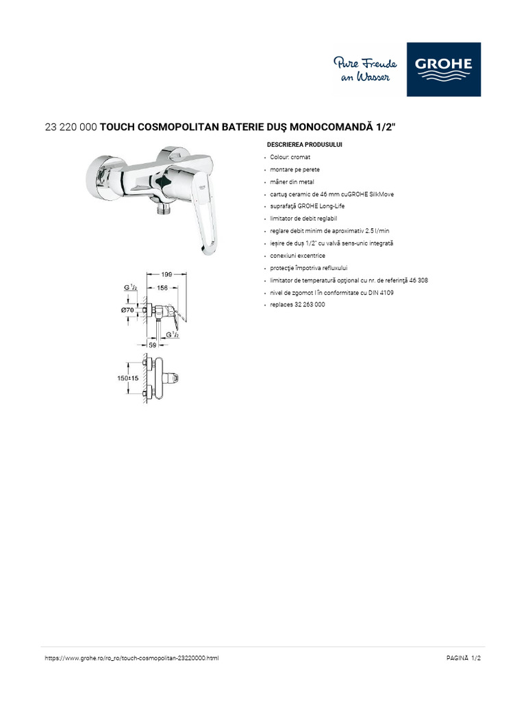 GROHE Specification Sheet 23220000 | PDF