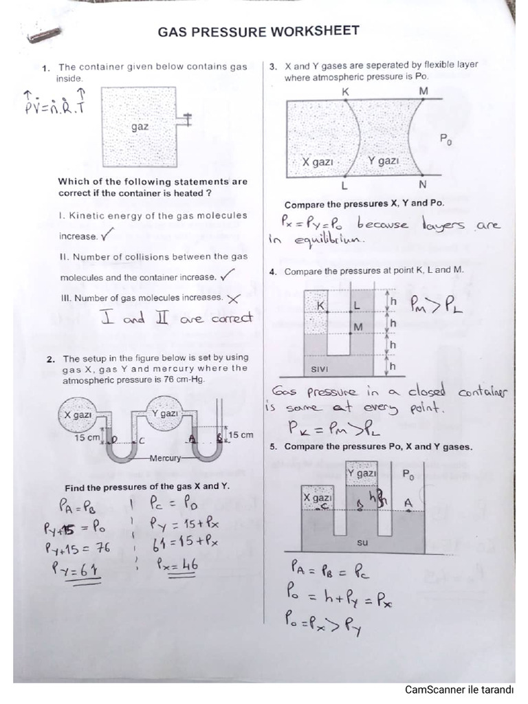 Gas Pressure Worksheet Cevapları | PDF