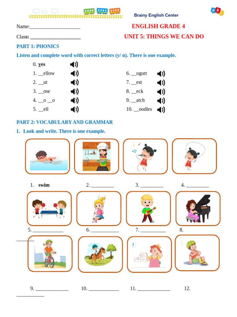 Review Unit 5 Things We Can Do G4 | PDF