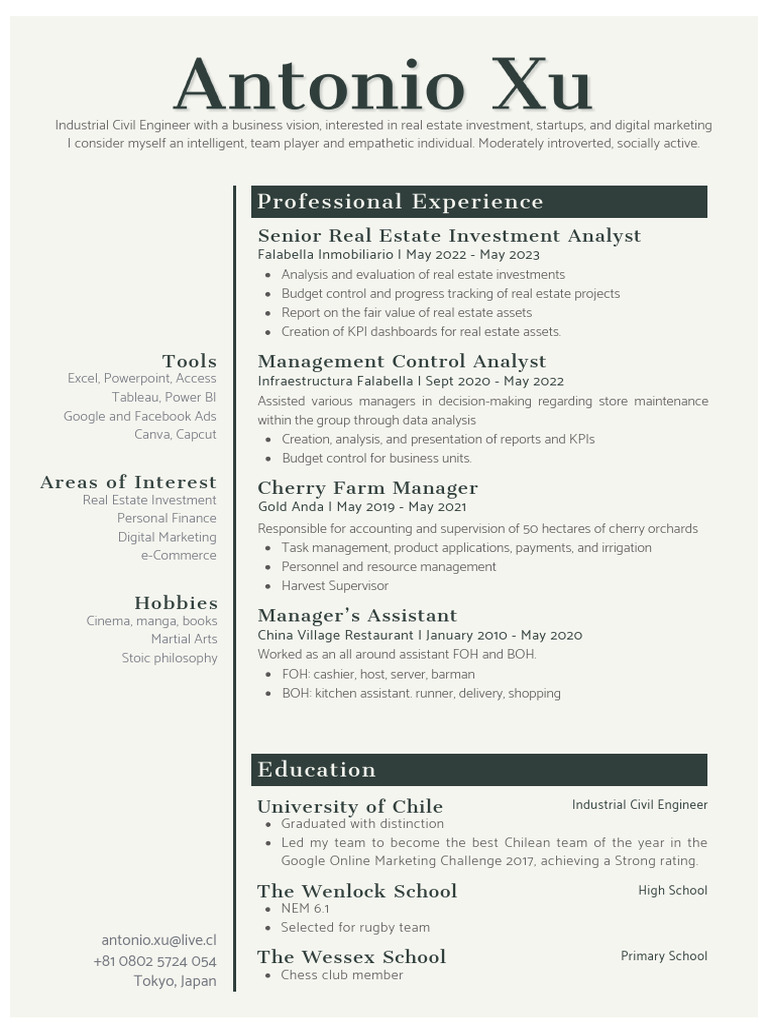 Antonio Xu - CV 2024 ENG | PDF