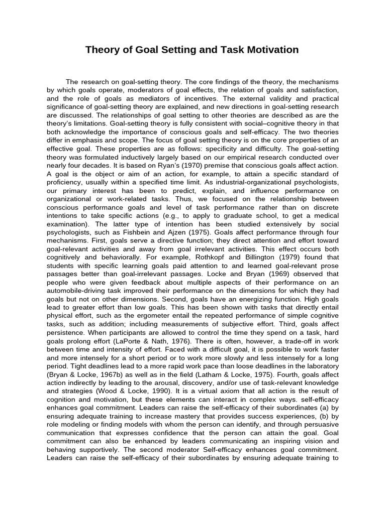 Theory of Goal Setting and Task Motivation | PDF | Goal Setting | Goal