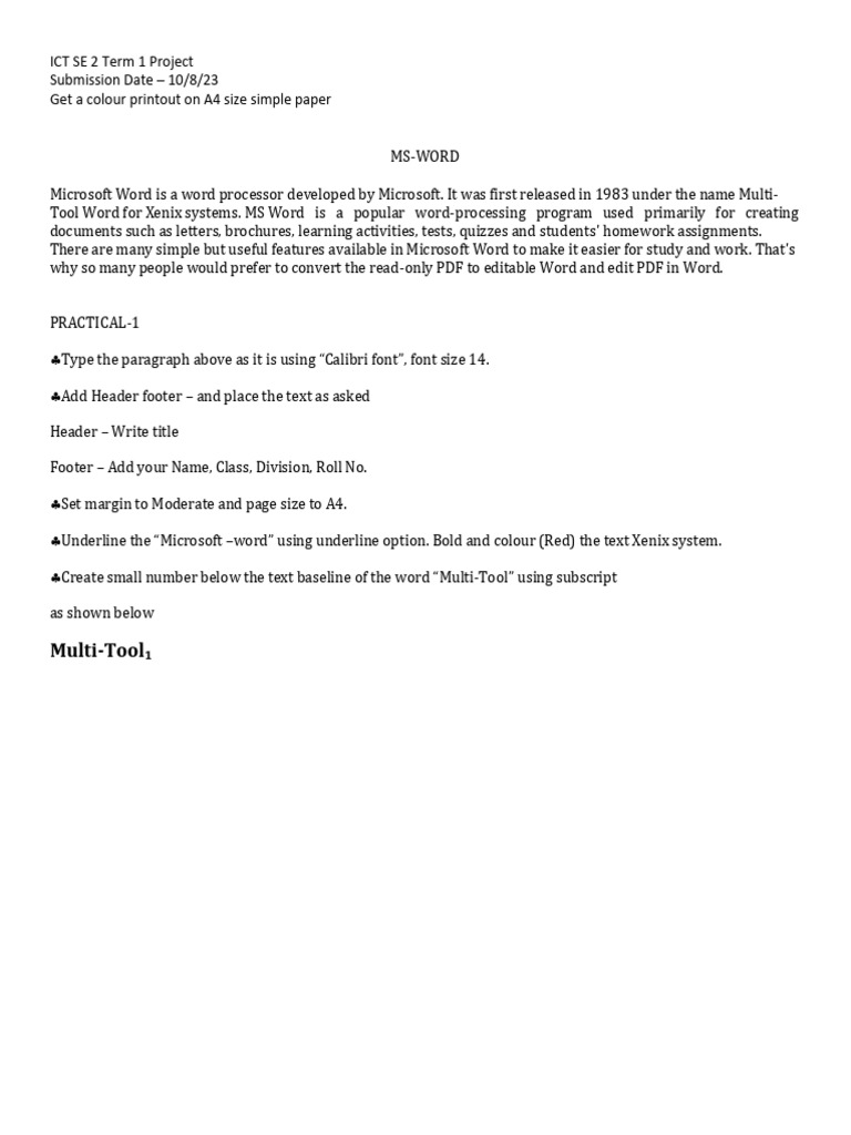 Multi-Tool: ICT SE 2 Term 1 Project Submission Date 10/8/23 Get A ...