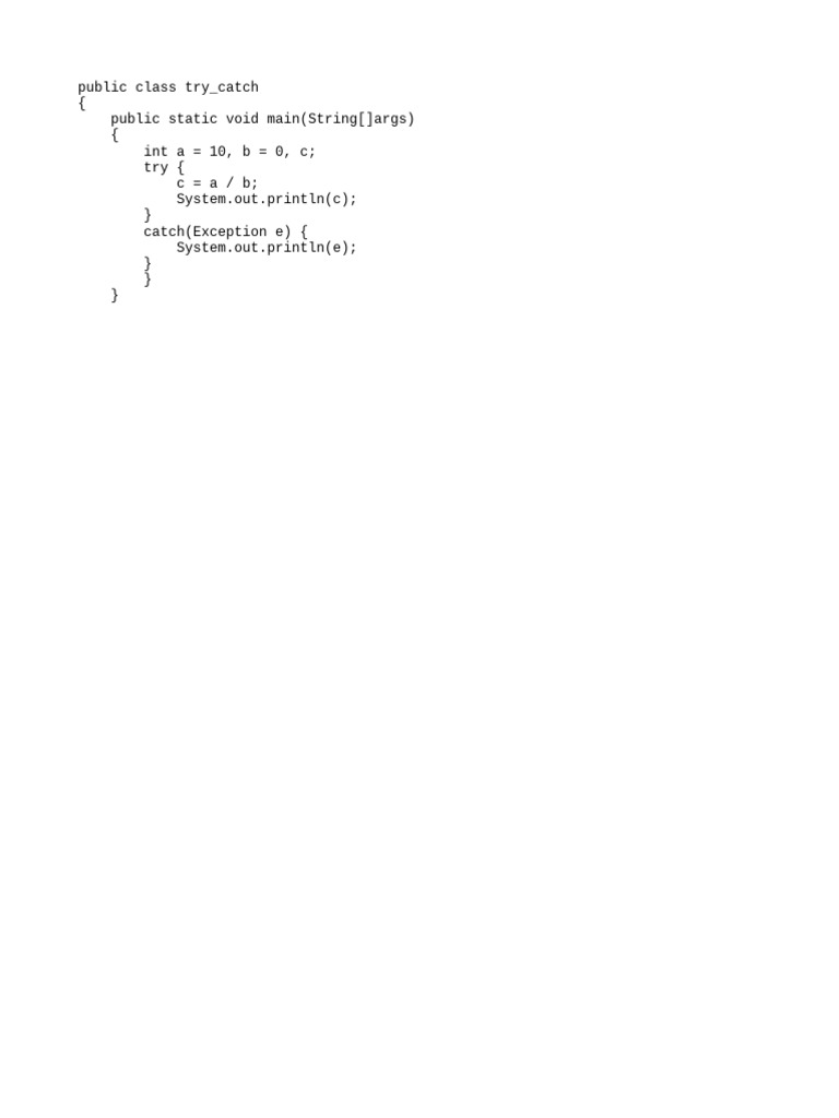 Exception Handling (Try-Catch Mechanism) 040710 | PDF Exception Handling (Try-Catch Mechanism) 040710 | PDF