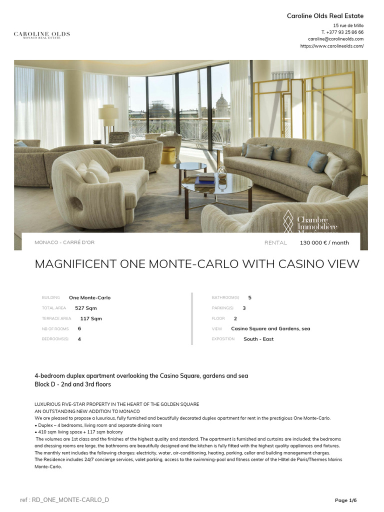 Caroline Olds Real Estate - RD - One - Monte-Carlo - D | PDF