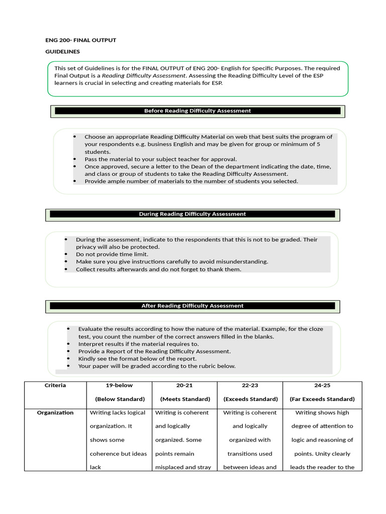 ENG200 Final Output Guidelines 2s AY2324 | PDF