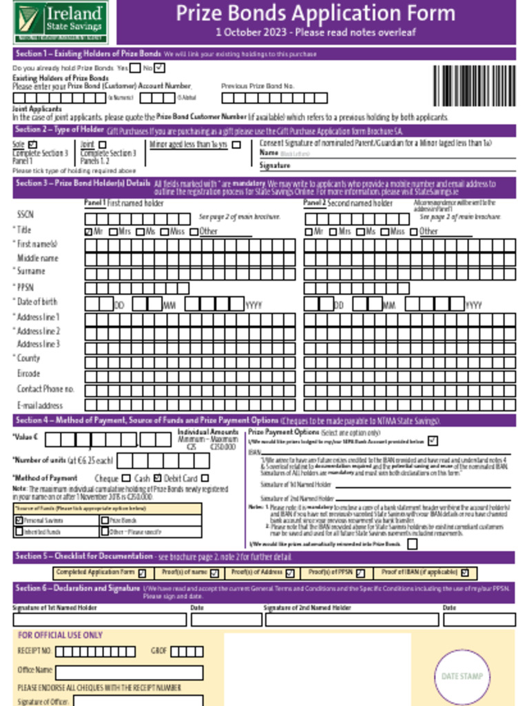 PrizeBonds Application Form | PDF