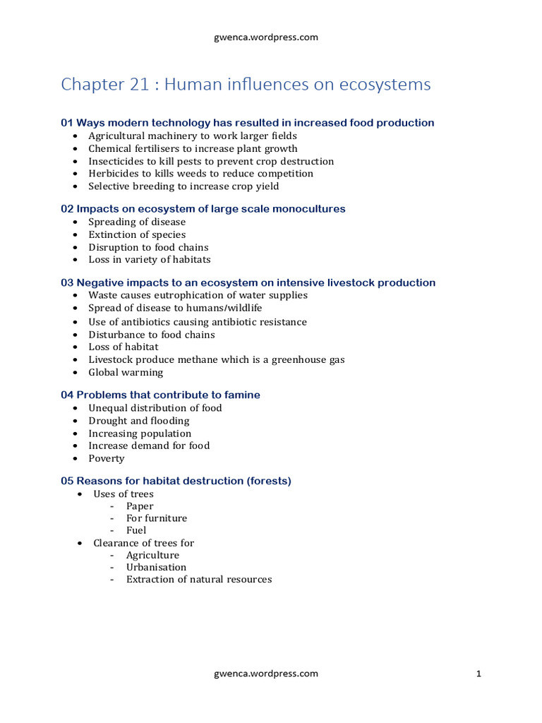 21 Human Influences On Ecosystems | PDF