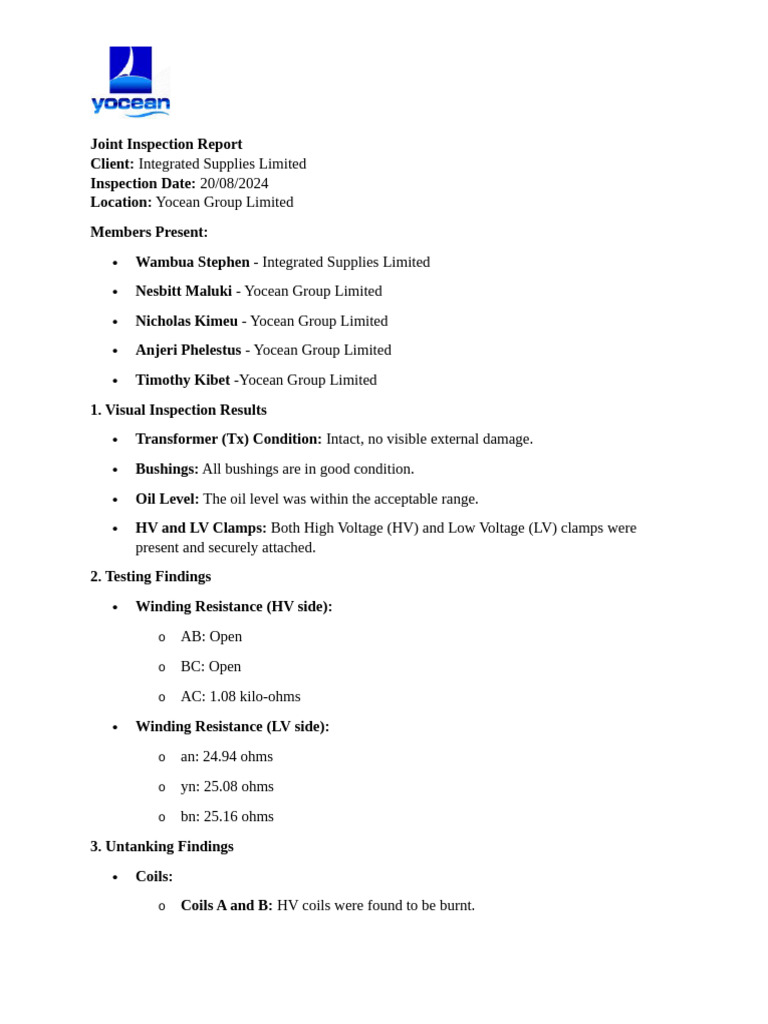 Joint Inspection Report | PDF