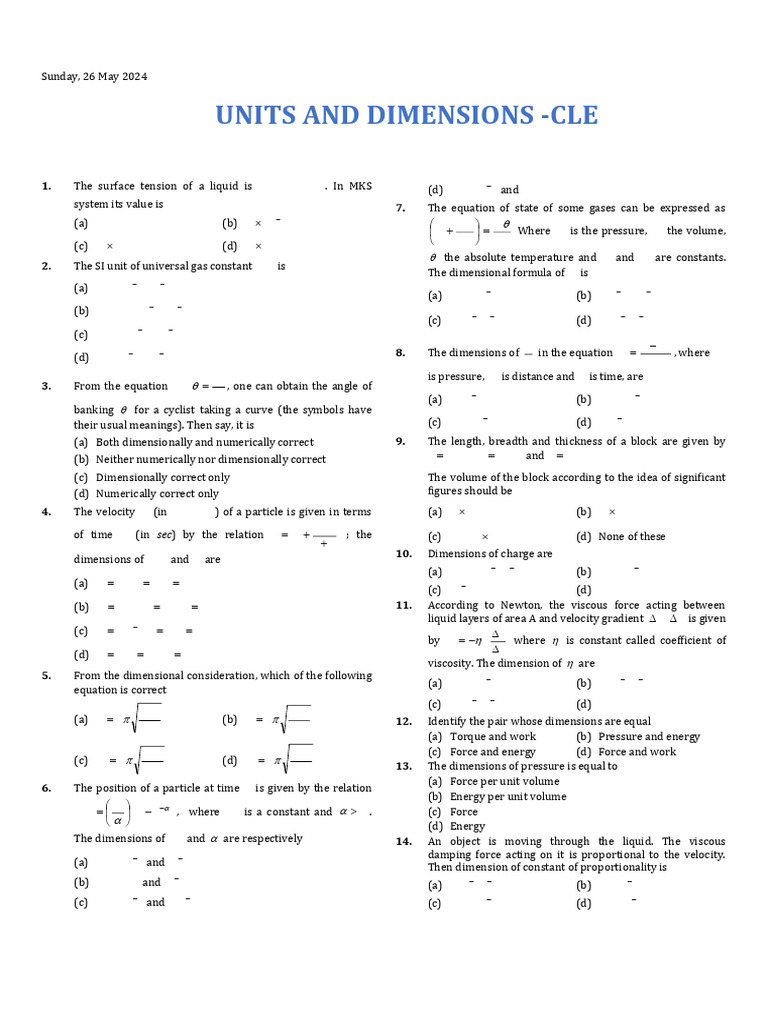 Unit and Dimension-CLE | PDF