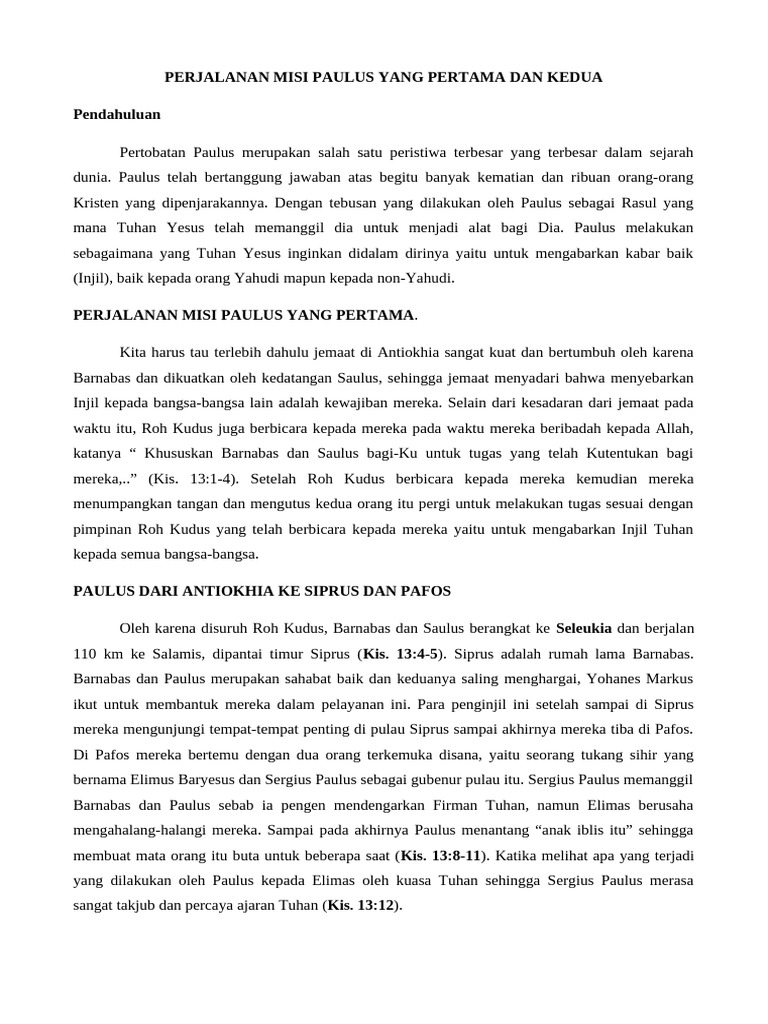 Perjalanan Misi Paulus Pertama | PDF