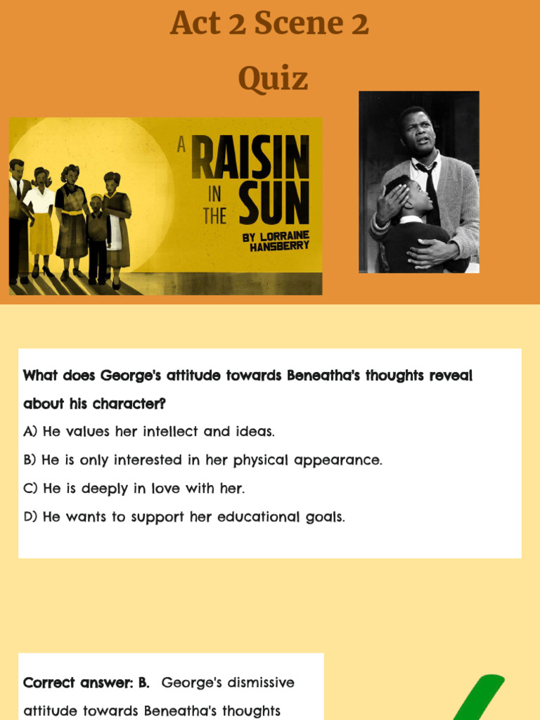 A Raisin in The Sun - Act 2 Scene 2 Quiz | PDF