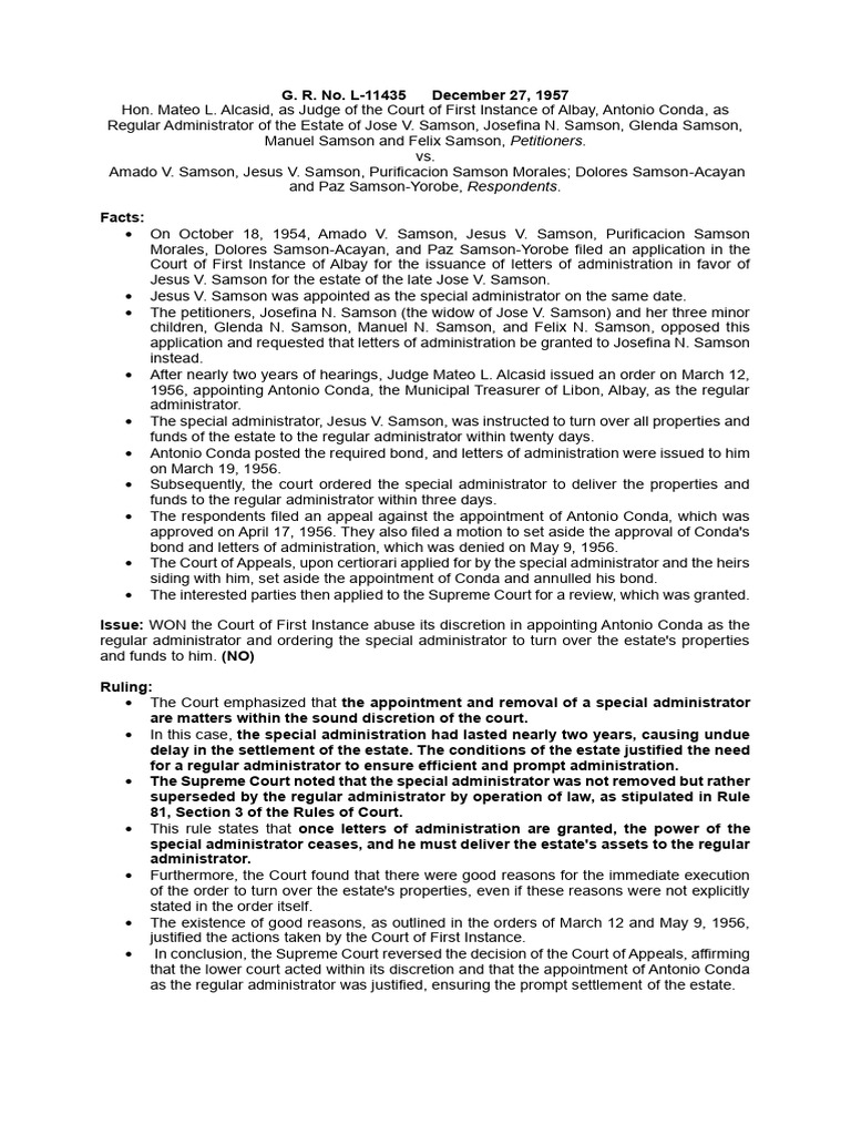 17 - Alcasid vs. Samson (Special Proceedings) | PDF