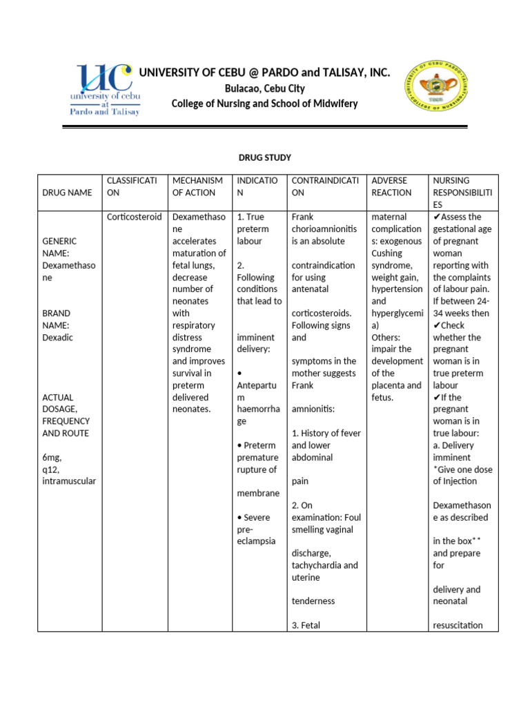 Dexamethasone Drug Study | PDF