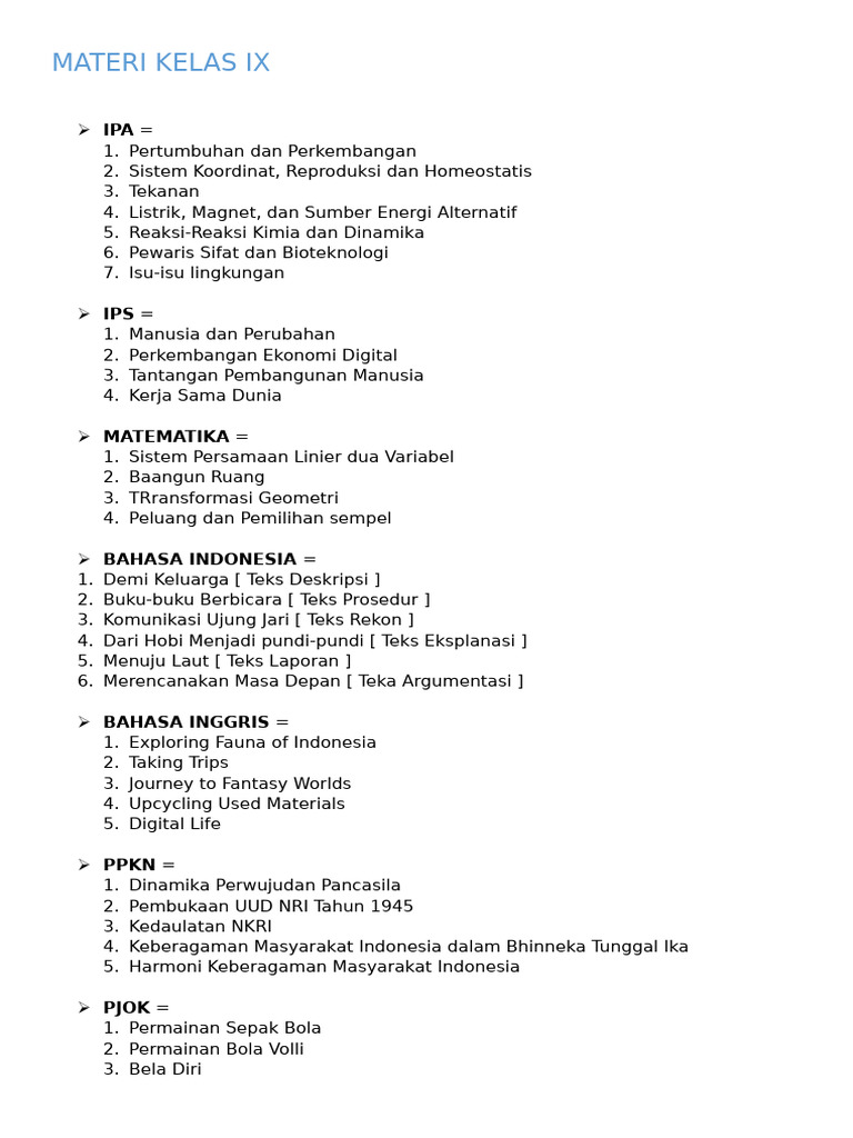 Materi Kelas Ix | PDF | Perjalanan