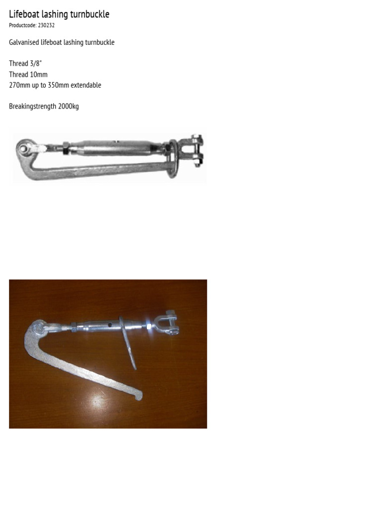 Traconed 230232 Lifeboat Lashing Turnbuckle | PDF