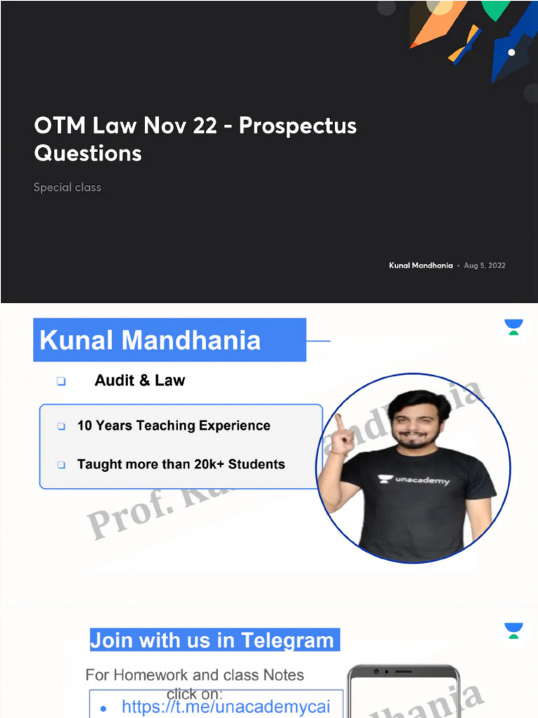 OTM Law Nov 22 Prospectus Questions No Anno | PDF